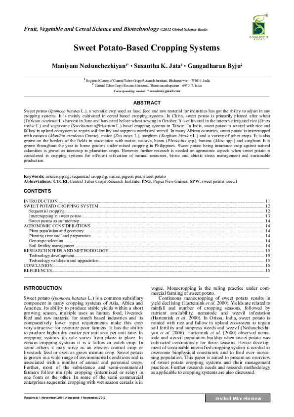 (PDF) Sweet Potato-Based Cropping Systems
