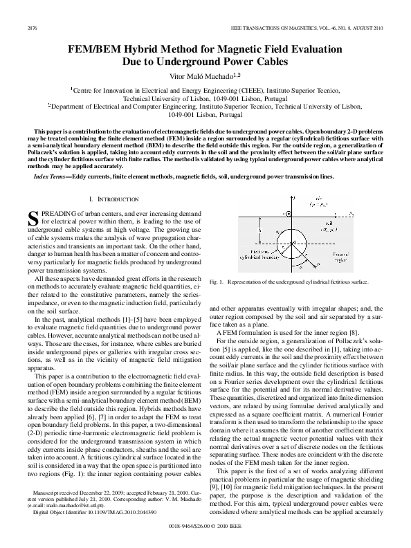 (PDF) Hybrid FEM/BEM for Evaluating EM Fields of Underground Cables