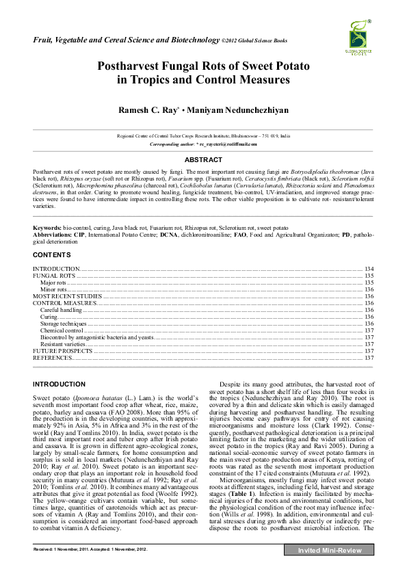 (PDF) Postharvest Fungal Rots of Sweet Potato in Tropics and Control ...