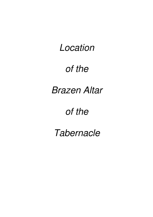 (PDF) Location of the Brazen Altar of the Tabernacle