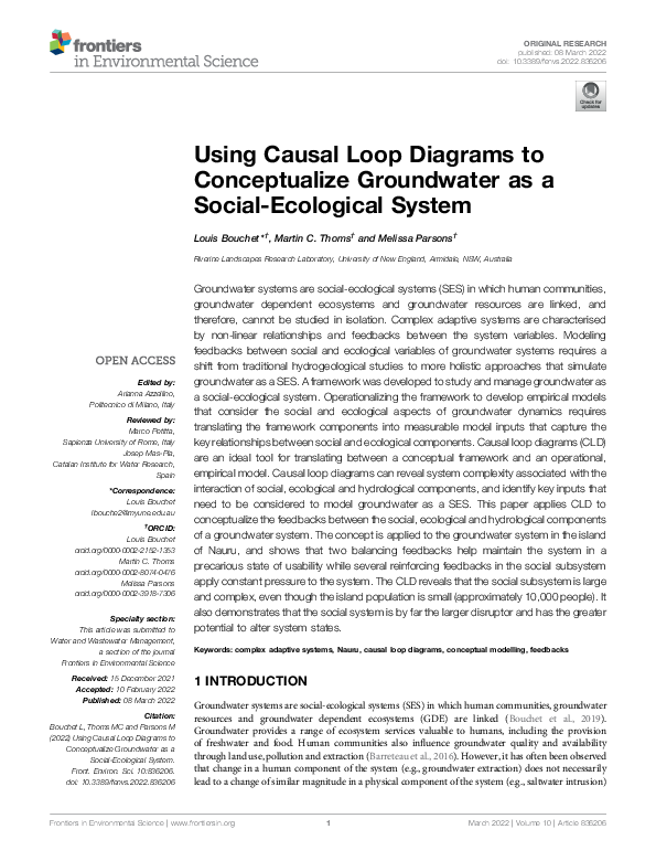 (PDF) Using Causal Loop Diagrams to Conceptualize Groundwater as a ...