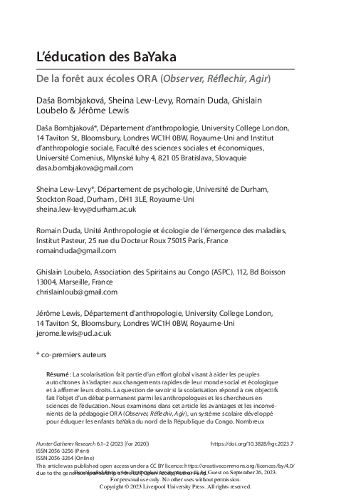 (PDF) L’éducation des BaYaka