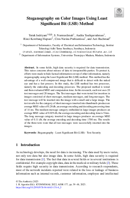 (PDF) Steganography on Color Images Using Least Significant Bit (LSB) Method