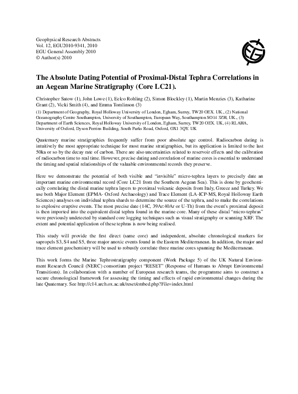 (PDF) The Absolute Dating Potential of Proximal-Distal Tephra ...