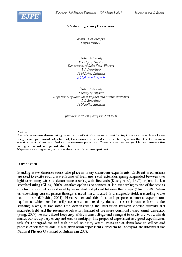 (PDF) A vibrating string experiment