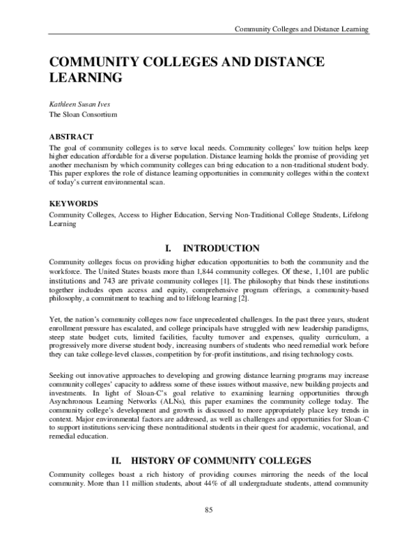 (PDF) Community Colleges and Distance Learning