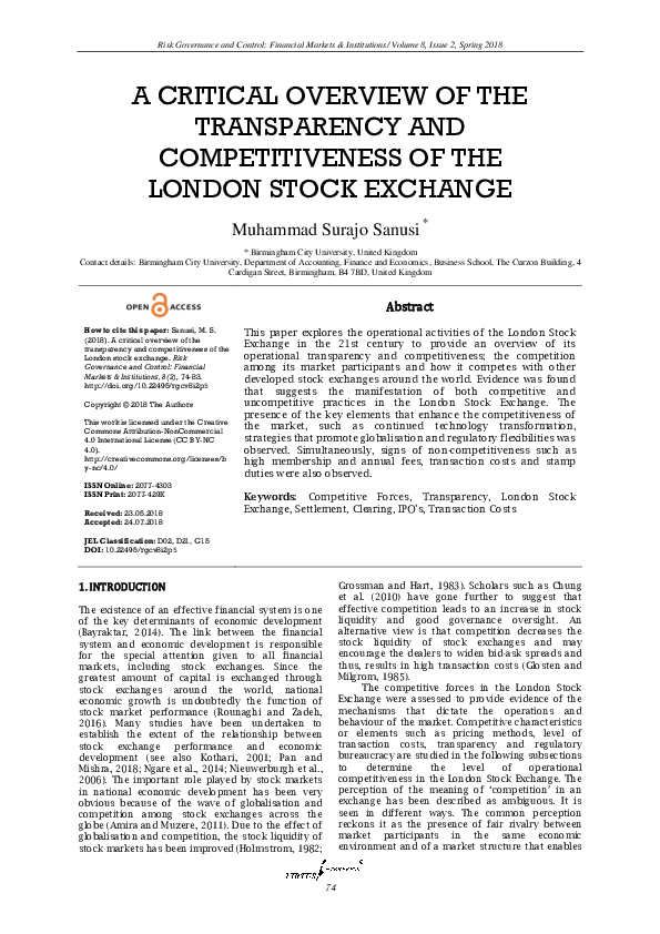 (PDF) A critical overview of the transparency and competitiveness of ...