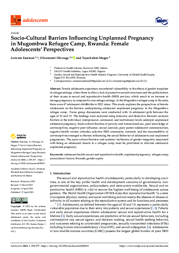 (PDF) Socio-Cultural Barriers Influencing Unplanned Pregnancy in ...