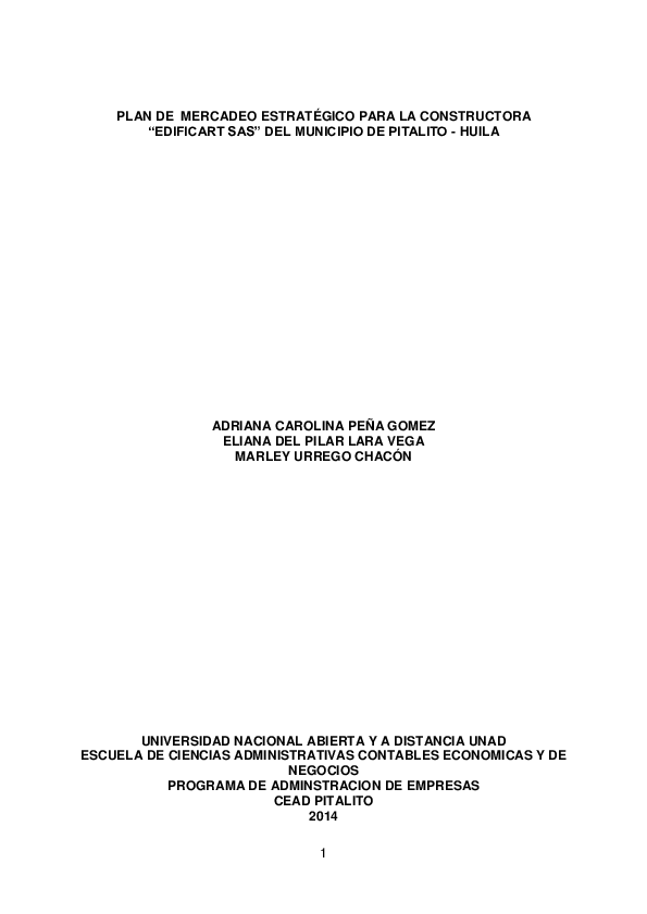 (PDF) Plan de mercadeo estratégico para la constructora “EDIFICART SAS” del Municipio de ...