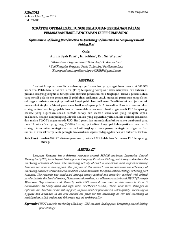 (PDF) Strategi Optimalisasi Fungsi Pelabuhan Perikanan Dalam Pemasaran ...