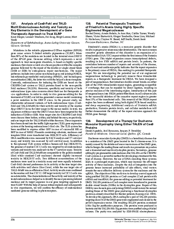 (PDF) Genome Editing Therapy for XLRP Using Cas9 and TALEN