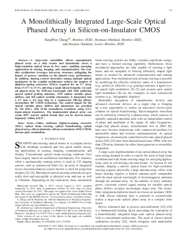 (PDF) A Monolithically Integrated Large-Scale Optical Phased Array in Silicon-on-Insulator CMOS