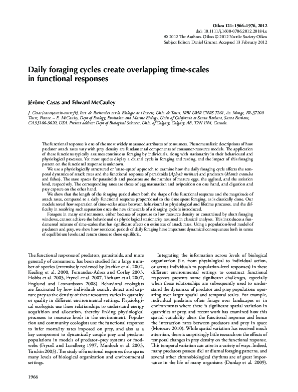 (PDF) Daily foraging cycles create overlapping time-scales in ...