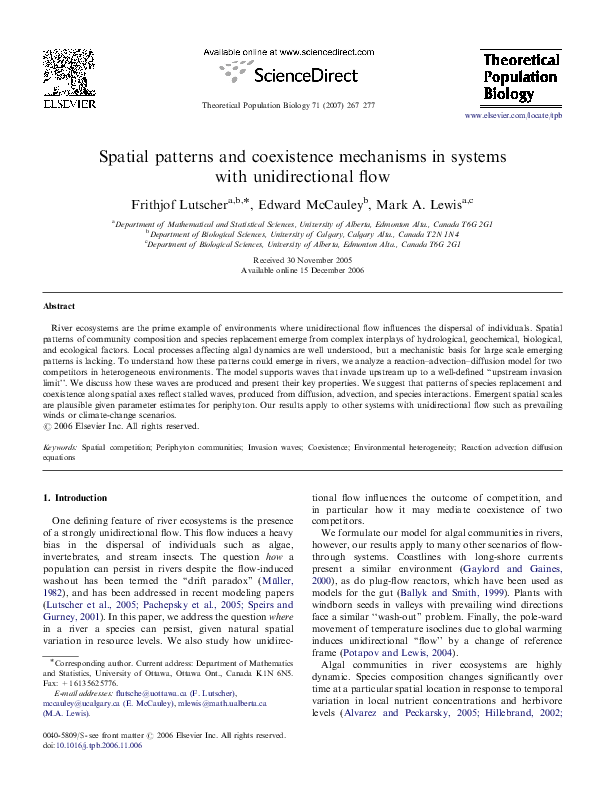 (PDF) Spatial patterns and coexistence mechanisms in systems with ...