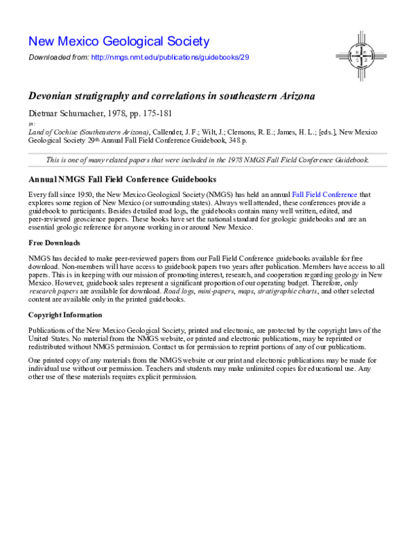 (PDF) Devonian stratigraphy and correlations in southeastern Arizona