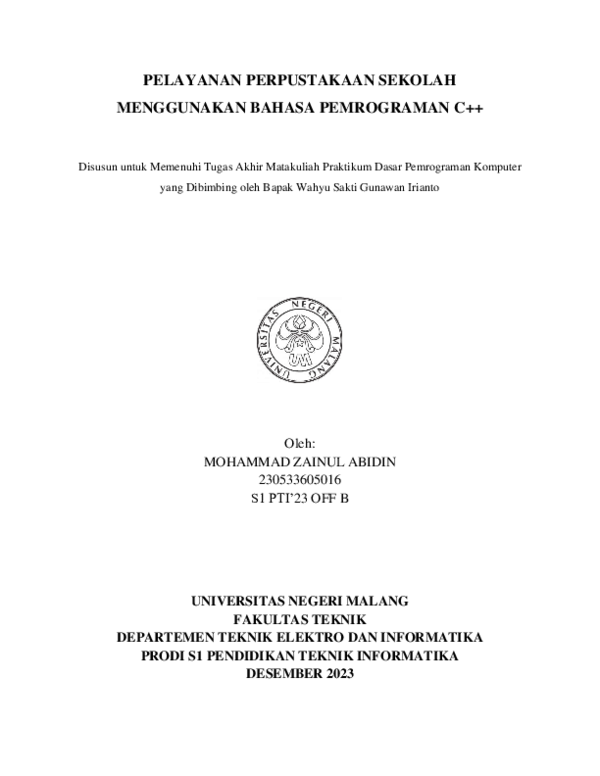 (PDF) Laporan Tugas Akhir - DPK - Sistem Perpustakaan Sekolah