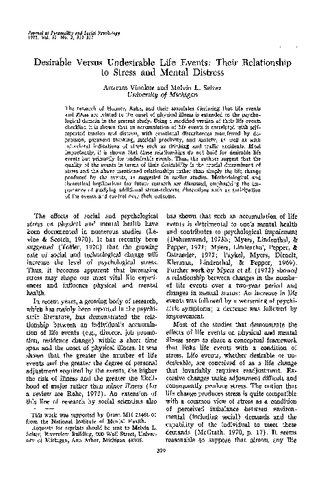 (PDF) Desirable versus undesirable life events: Their relationship to ...