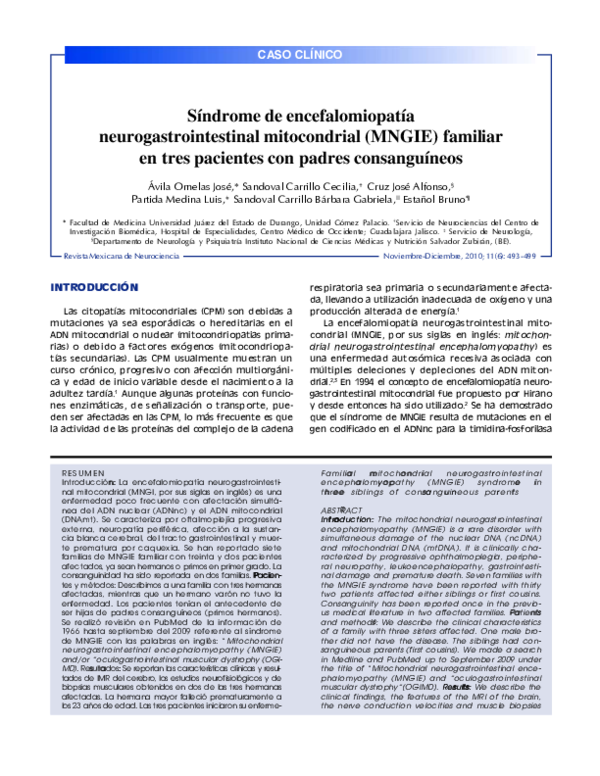 (PDF) Familial mitochondrial neurogastrointestinal encephalomyopathy ...
