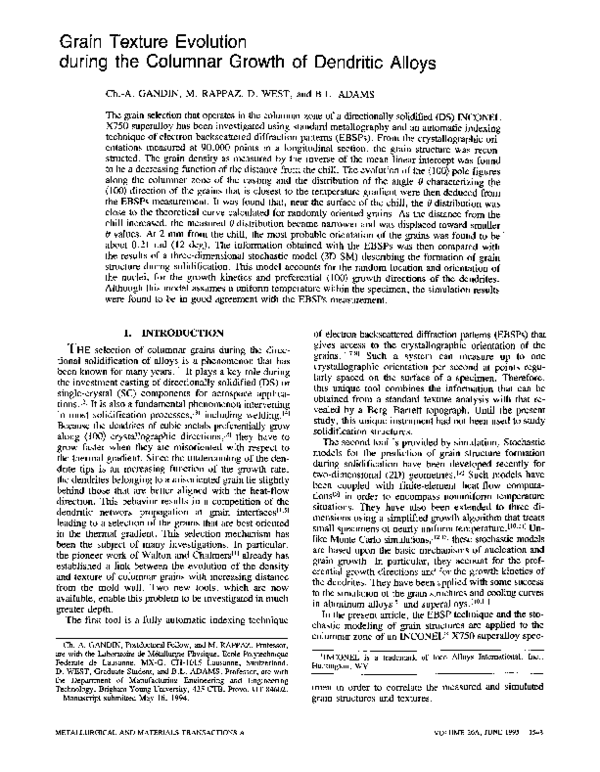 (PDF) Grain texture evolution during the columnar growth of dendritic ...