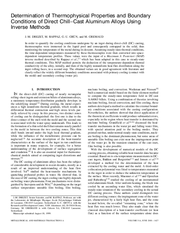 (PDF) Determination of thermophysical properties and boundary ...