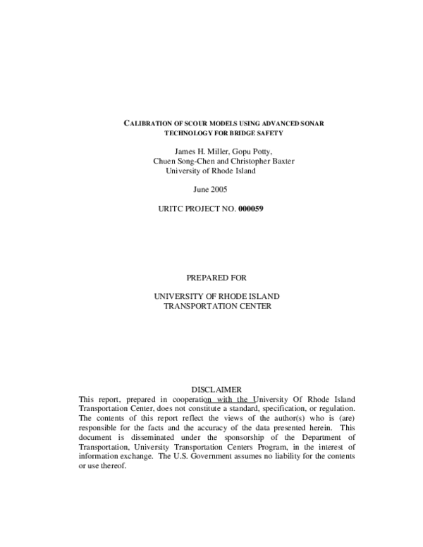 (PDF) Calibration of Scour Models Using Advanced Sonar Technology for ...