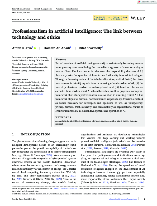 (PDF) Professionalism in artificial intelligence: The link between ...