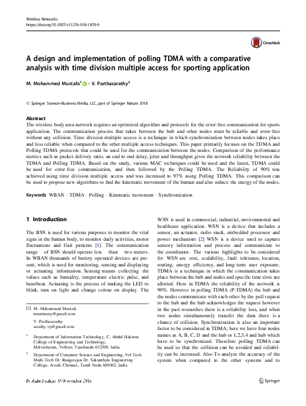 (PDF) A design and implementation of polling TDMA with a comparative analysis with time division ...