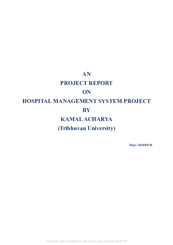 (PDF) Hospital management system project report.