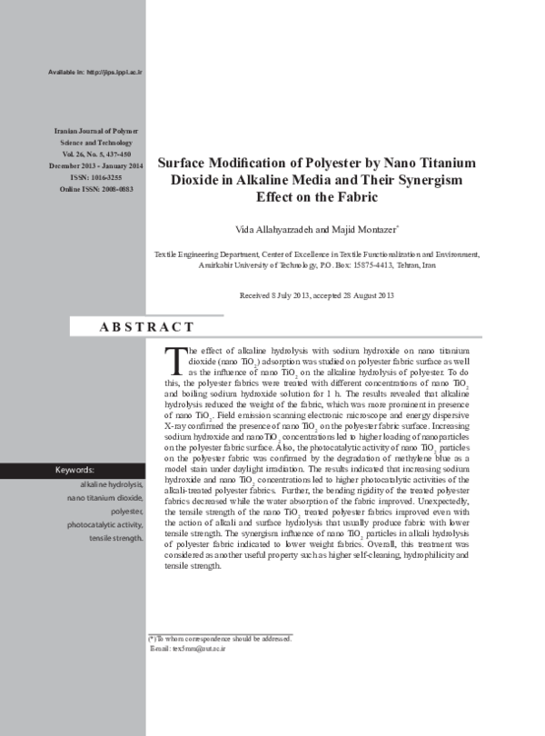 (PDF) Surface Modification of Polyester by Nano Titanium Dioxide in ...