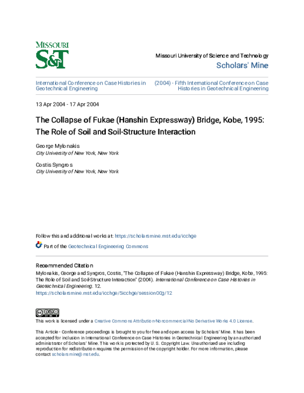 (PDF) The Collapse of Fukae (Hanshin Expressway) Bridge, Kobe, 1995 ...