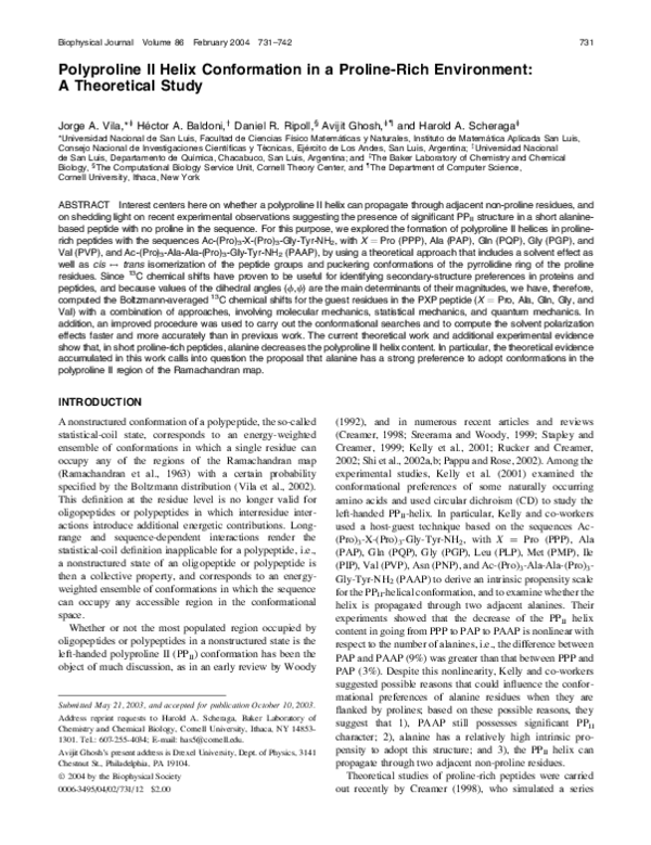(PDF) Polyproline II Helix Conformation in a Proline-Rich Environment ...