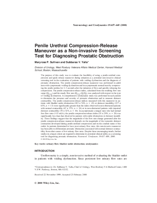 (PDF) Penile urethral compression-release maneuver as a non-invasive ...