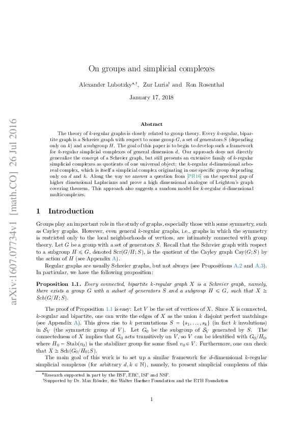 (PDF) On groups and simplicial complexes