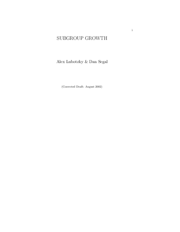 (PDF) Subgroup Growth