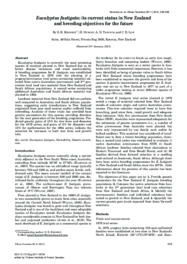 (PDF) Eucalyptus fastigata: its current status in New Zealand and ...