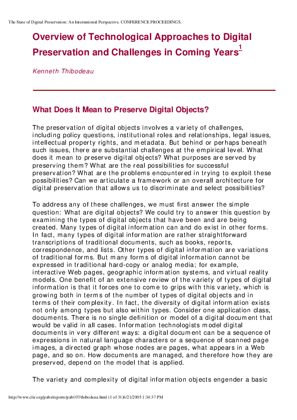 (PDF) Overview of Technological Approaches to Digital Preservation and ...
