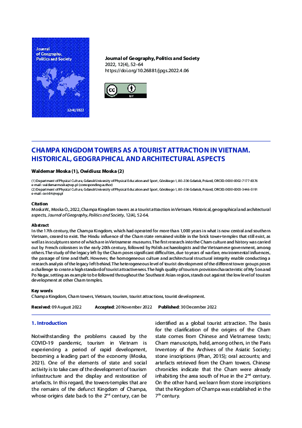 (PDF) Champa Kingdom towers as a tourist attraction in Vietnam ...