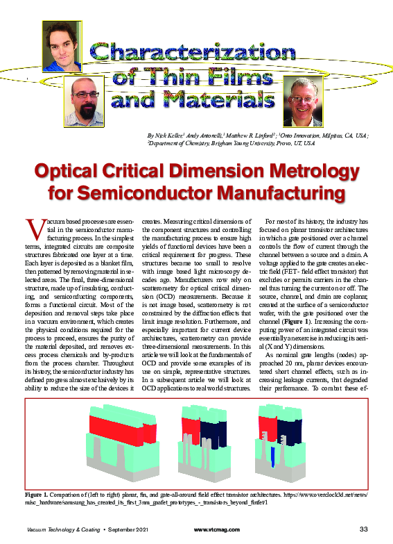 (PDF) Optical Critical Dimension Metrology for Semiconductor Manufacturing
