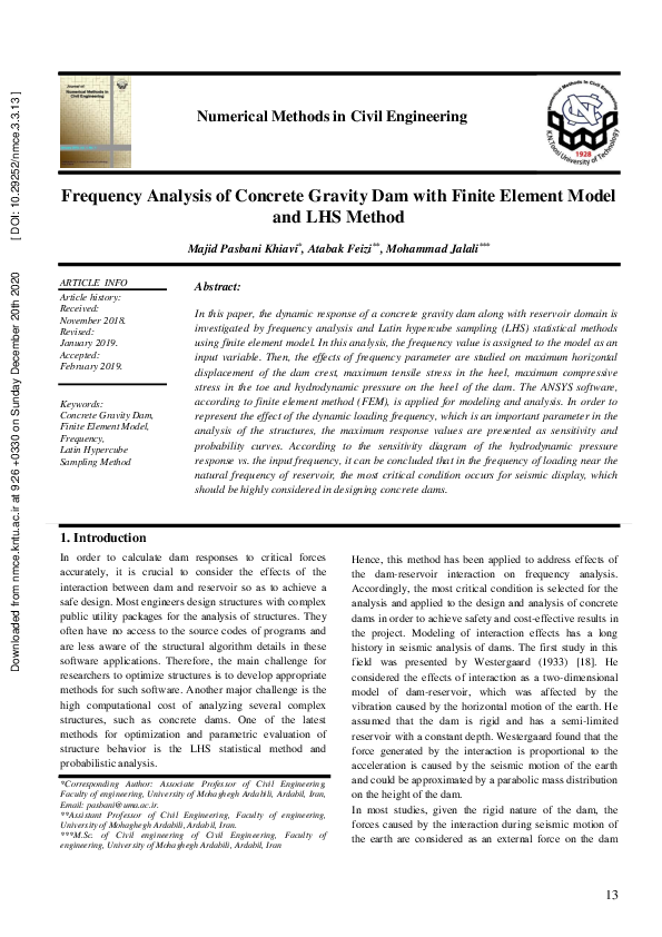 Pdf Frequency Analysis Of Concrete Gravity Dam With Finite Element 0203