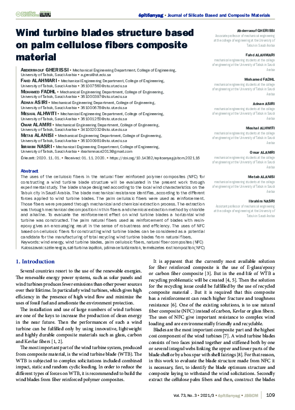 (PDF) Wind turbine blades structure based on palm cellulose fibers ...