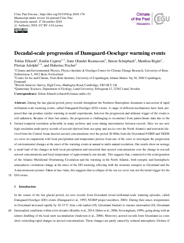 (PDF) Decadal-scale progression of Dansgaard-Oeschger warming events