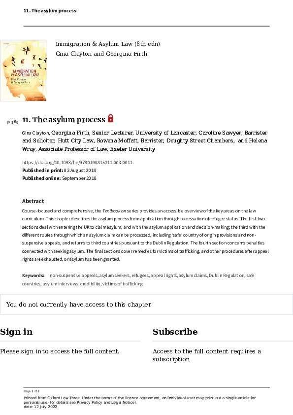 (PDF) 11. The asylum process