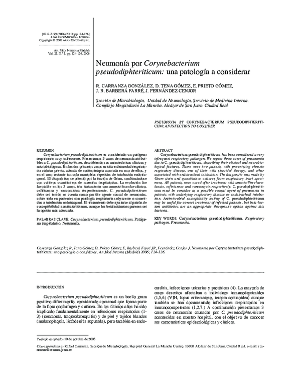 (PDF) Neumonía por Corynebacterium pseudodiphteriticum: una patología a ...