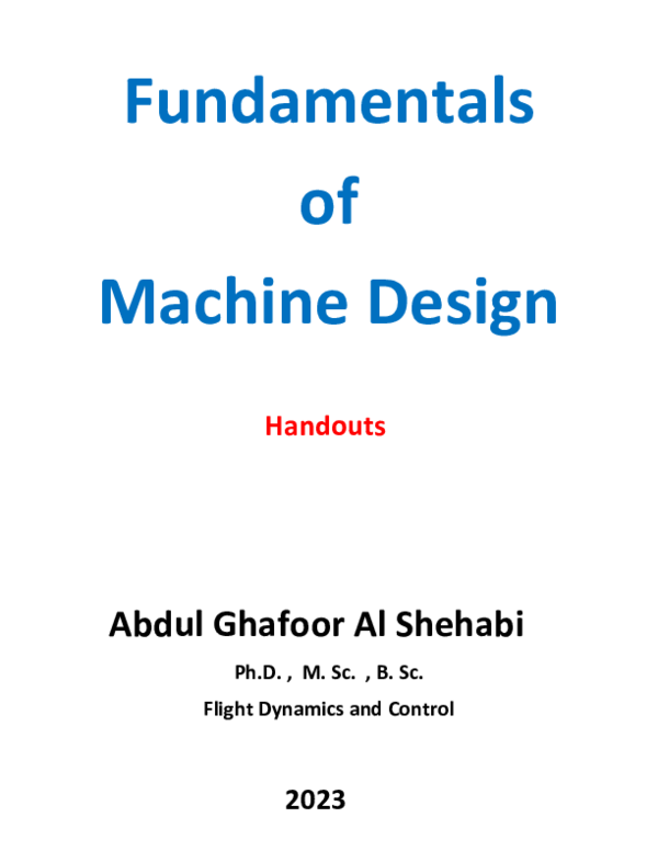 (PDF) Shehabi - Fundamentals of Machine Design Handouts