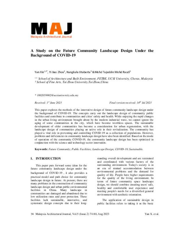 (PDF) A Study on the Future Community Landscape Design Under the ...