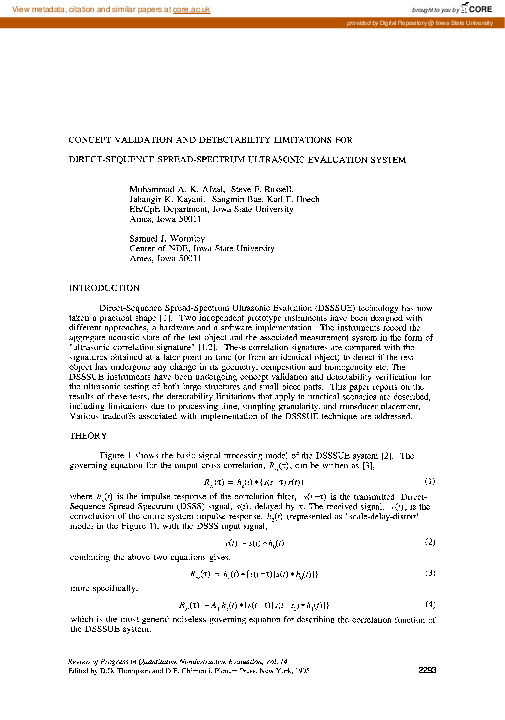Pdf Concept Validation And Detectability Limitations For Direct Sequence Spread Spectrum