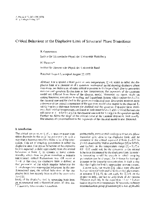 (PDF) Critical behaviour at the displacive limit of structural phase transitions