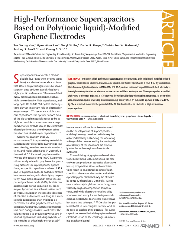 (PDF) High-Performance Supercapacitors Based on Poly(ionic liquid ...
