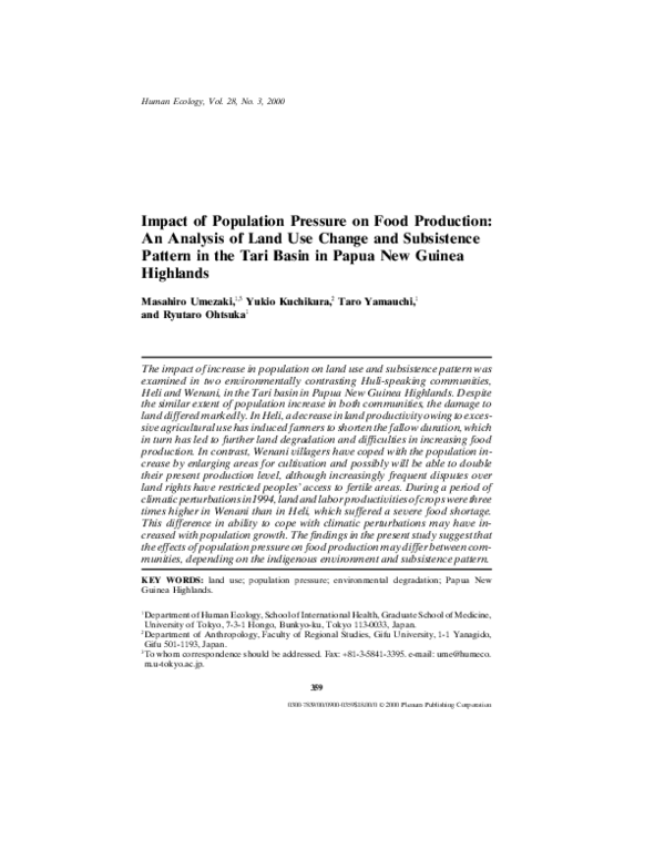 (PDF) Impact of Population Pressure on Food Production: An Analysis of ...