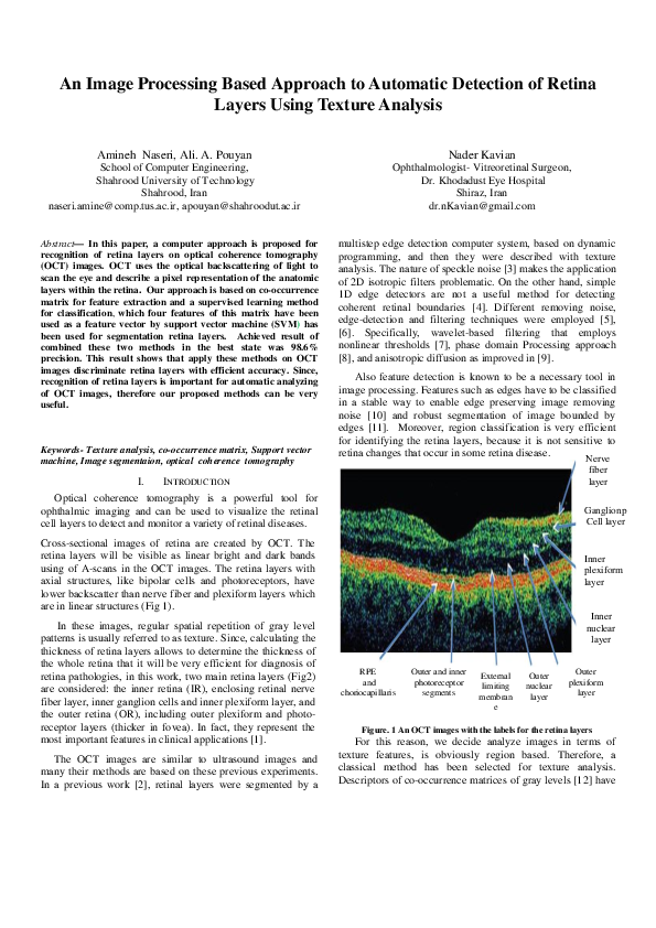 (PDF) An image processing approach to automatic detection of retina layers using texture analysis